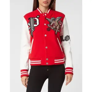 Philipp Plein Wool And Leather Bomber Love Angel