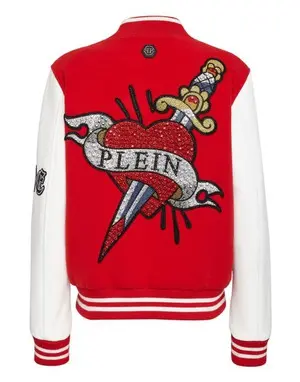 Philipp Plein Wool And Leather Bomber Love Angel