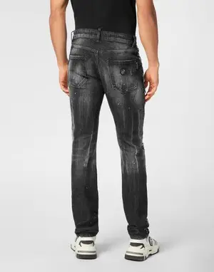 Philipp Plein Denim Rock Star Fit Trousers Studs