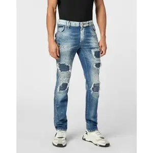 Philipp Plein Denim Rock Star Fit Trousers Studs - Thunderblue