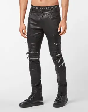 Philipp Plein Leather Trousers - Black