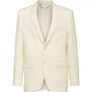 BILLIONAIRE Blazer Tailored Fit Jacquard Animalier Print - White