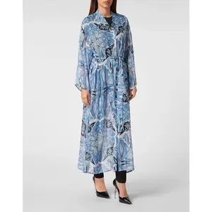 Philipp Plein Chiffon Seta Kaftan - Lightblue