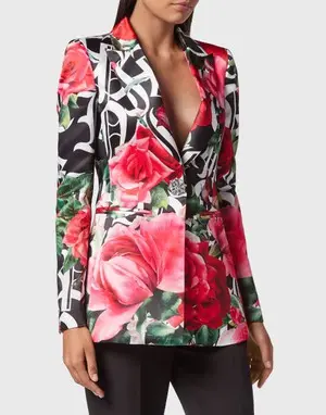 Philipp Plein Double-breasted Blazer Dark Romance - Black/rose