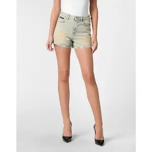 Philipp Plein High Waist Vintage Denim Shorts - Utah