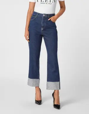 Philipp Plein Denim Trousers Loose Fit Monogram - Deepseablue
