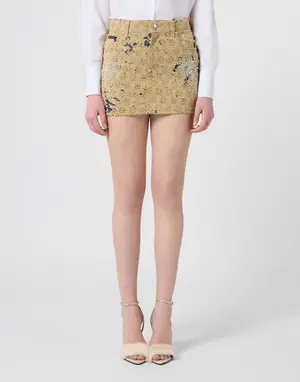 PHILIPP PLEIN Jacquard Mini Skirt Monogram Crystal Women