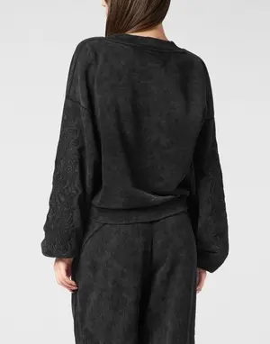 Philipp Plein Washed V-neck Sweatshirt Piercing