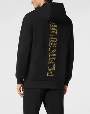PLEIN SPORT Cotton Hoodie Sweatshirt Ls Lamina Scratch - Black/lightgold