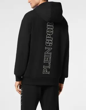 PLEIN SPORT Cotton Hoodie Sweatshirt Ls Lamina Scratch