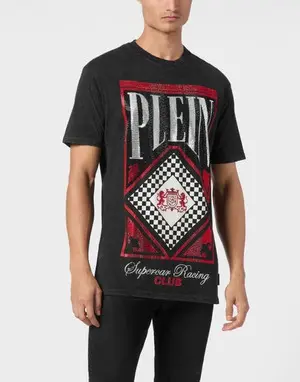 Philipp Plein Jersey T-shirt Round Neck Ss Stones Racing Club - Black/red