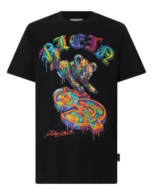 Philipp Plein Round Neck T-shirt Multicolor Teddy Dollar - Black