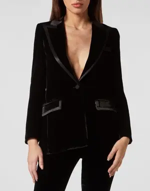 Philipp Plein Velvet Boxy Blazer Paisley Bandana