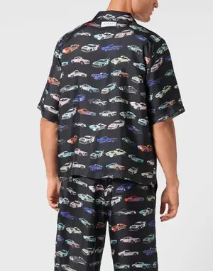 Philipp Plein Silk Bowling Shirt Ss Cars Racing