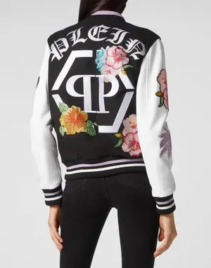 Philipp Plein Leather Bomber Hawaii