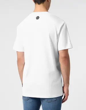 Philipp Plein Round Neck T-shirt Teddy Plane Stones - White
