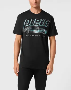 Philipp Plein Jersey T-shirt Round Neck Ss Cars Racing - Black