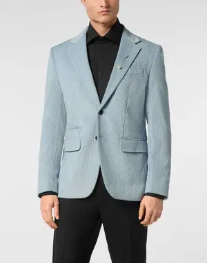 Philipp Plein Velvet Gabardine Blazer Flicky Fit - Lightblue