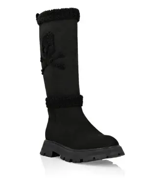 Philipp Plein Boots Mid Flat Skull&bones - Black