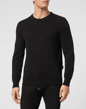 Philipp Plein Cashmere Pullover Round Neck Ls Skull And Plein - Black
