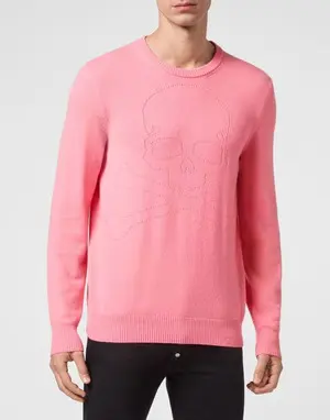 Philipp Plein Cashmere Pullover Round Neck Ls Skull And Plein - Magenta