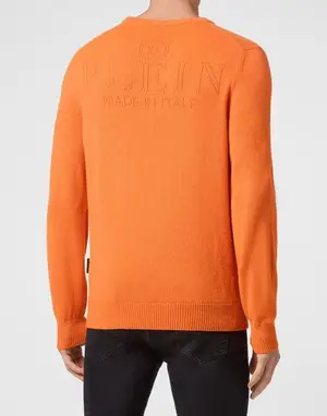 Philipp Plein Cashmere Pullover Round Neck Ls Skull And Plein - Orange