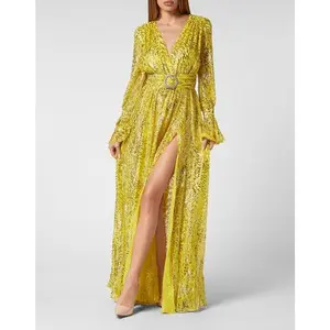 Philipp Plein Gold Lurex Long Dress