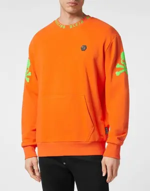 Philipp Plein Sweatshirt Ls Skull&amp;bones - Orangefluo