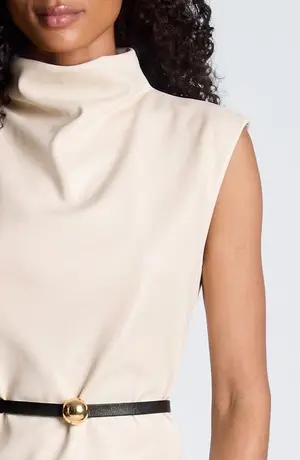 KENNETH COLE COLLECTION Sleeveless Faux Leather Minidress