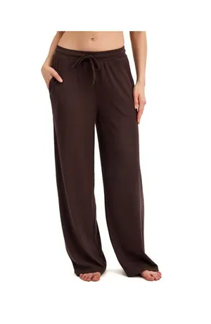 BEACH LIFE BY GOTTEX Summer Lounge Ribbed Wide Leg Pant - Brown