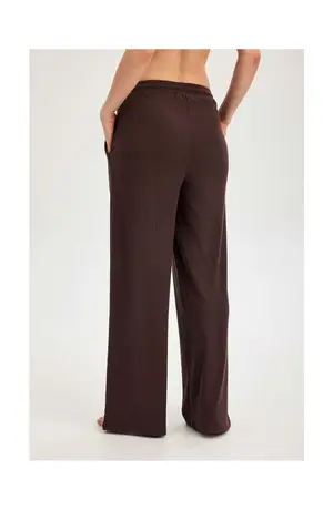 BEACH LIFE BY GOTTEX Summer Lounge Ribbed Wide Leg Pant - Brown