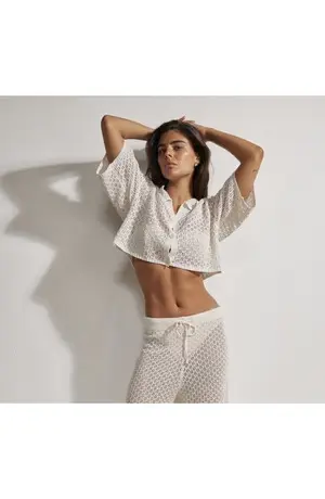BEACH LIFE BY GOTTEX Anna Two Crochet Collared Beach Top