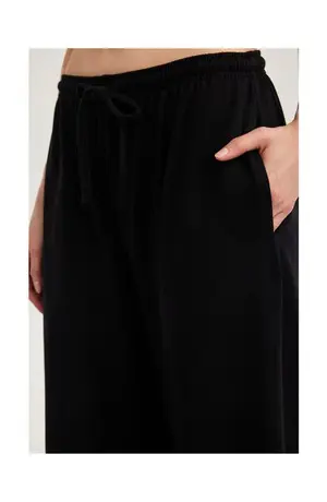 BEACH LIFE BY GOTTEX Summer Lounge Cotton Wide Leg Pant - Black