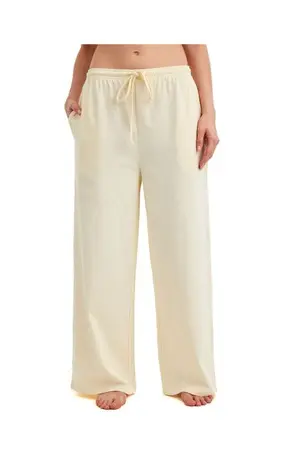 BEACH LIFE BY GOTTEX Summer Lounge Cotton Wide Leg Pant - Ivory