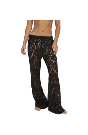 BEACH LIFE BY GOTTEX Saint Tropez Floral Lace Cover-up Pants - Black