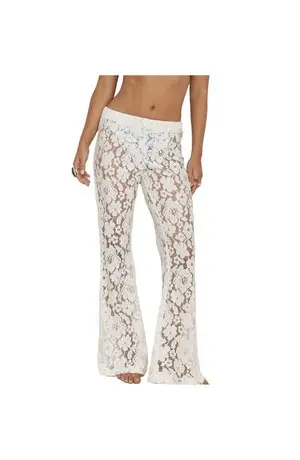 BEACH LIFE BY GOTTEX Saint Tropez Floral Lace Cover-up Pants - White