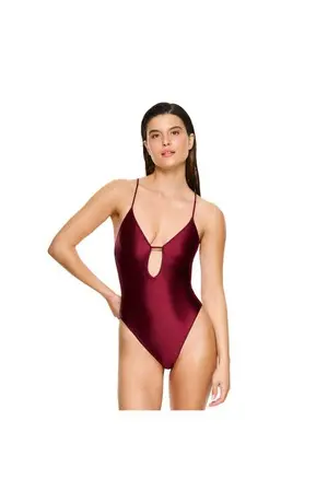 GOTTEX Satin Royale Front Cut Out One Piece Swimsuit - Bordeaux