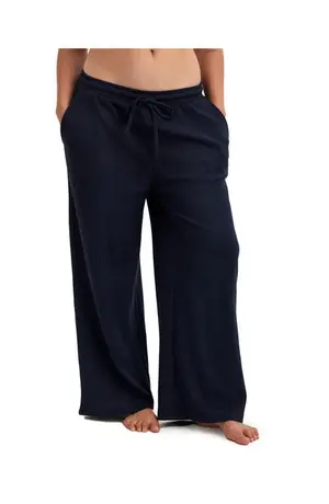 BEACH LIFE BY GOTTEX Summer Lounge Waffle Wide Leg Pant - Navy