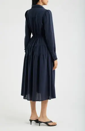 ZOE AND CLAIRE Lace Inset Long Sleeve Midi Dress