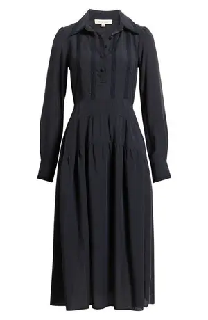 ZOE AND CLAIRE Lace Inset Long Sleeve Midi Dress