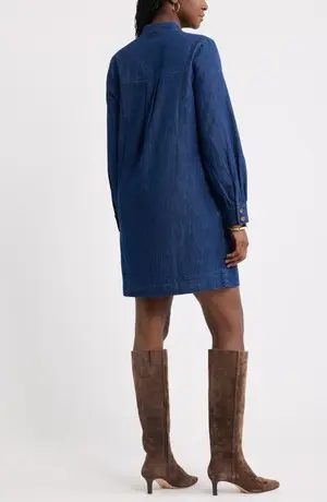 Caslon Long Sleeve Chambray Button Front Dress