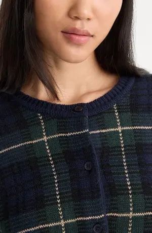 Good American Plaid Jacquard Cardigan
