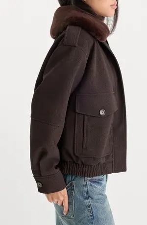 Good American Better Than Leather Faux Leather Bomber Jacket