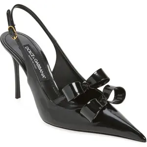 Dolce & Gabbana Coeur Leather Slingback Pointed Toe Pump Nero