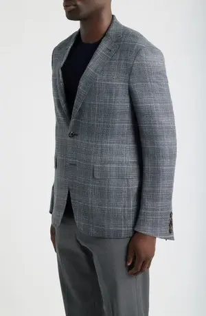 Canali Kei Trim Fit Plaid Sport Coat
