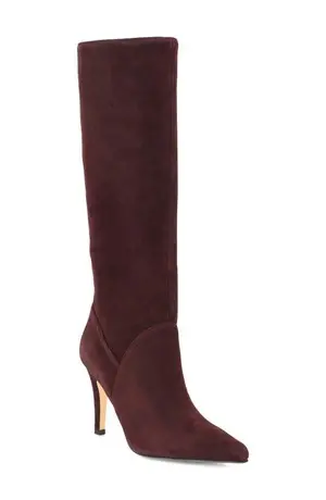 Nine West Korin Wide Calf Knee High Boot Dark Red