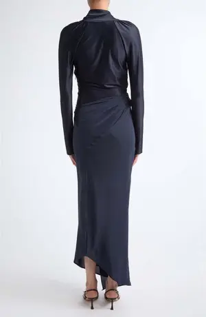 Victoria Beckham Lea Twist Front Jersey Midi Dress
