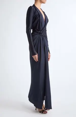 Victoria Beckham Lea Twist Front Jersey Midi Dress