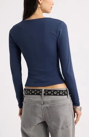 Bp. Smooth Fit Long Sleeve Crewneck T-shirt - Navy Indigo