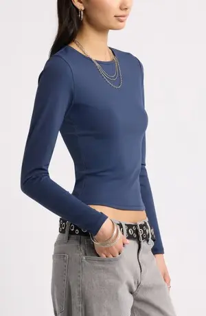 Bp. Smooth Fit Long Sleeve Crewneck T-shirt - Navy Indigo